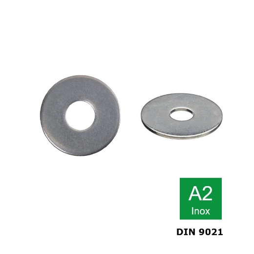 Vlakke sluitring Din 9021 M6 (6.4x18x1.6) inox A2 | Dhz-proshop, een ...