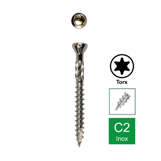 Hardhoutschroef Torx TX25 met speciale snijpunt en freesribben ...