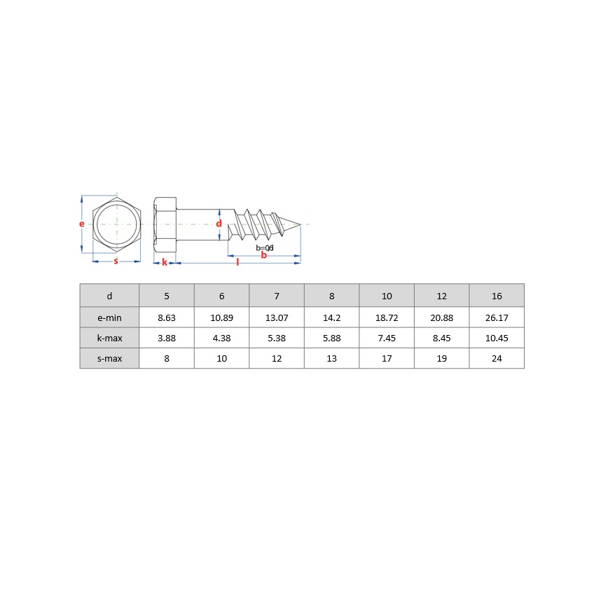 Houtdraadbout Din 571 6x20 verzinkt (SW10) | Schroeven specialist!