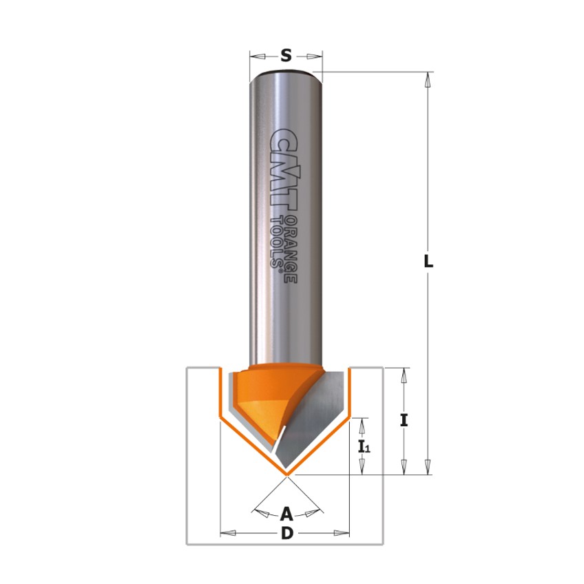 CMT V-groef frees 90° D=19x16mm 90° L=55.5mm S=6mm Z2 HW - 715.190.11 ...