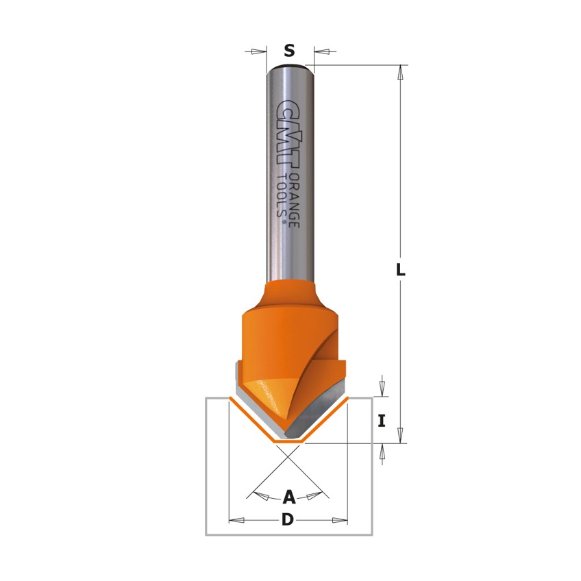 CMT V-groef frees 90° voor alucobond D=23.5mm I=11mm 90° L=60mm S=8mm ...