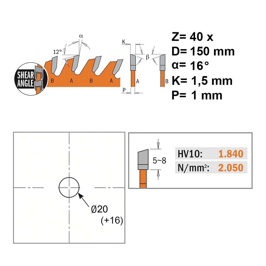 CMT Dun universeel zaagblad voor massief hout & multiplex 150x20(+16)x1 ...