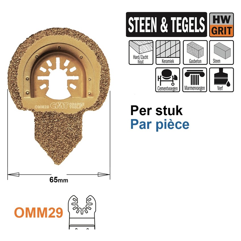 CMT Hardmetalen rasp met korrel voor steen & keramiek W=65mm HW-korrel ...