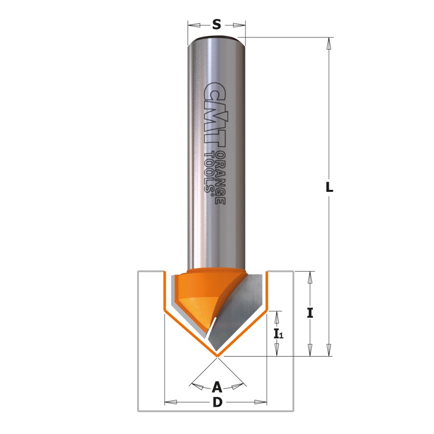 CMT V-groef frees 90° D=12.7x12.7mm 90° L=44mm S=6mm Z2 HW - 715.127.11 ...