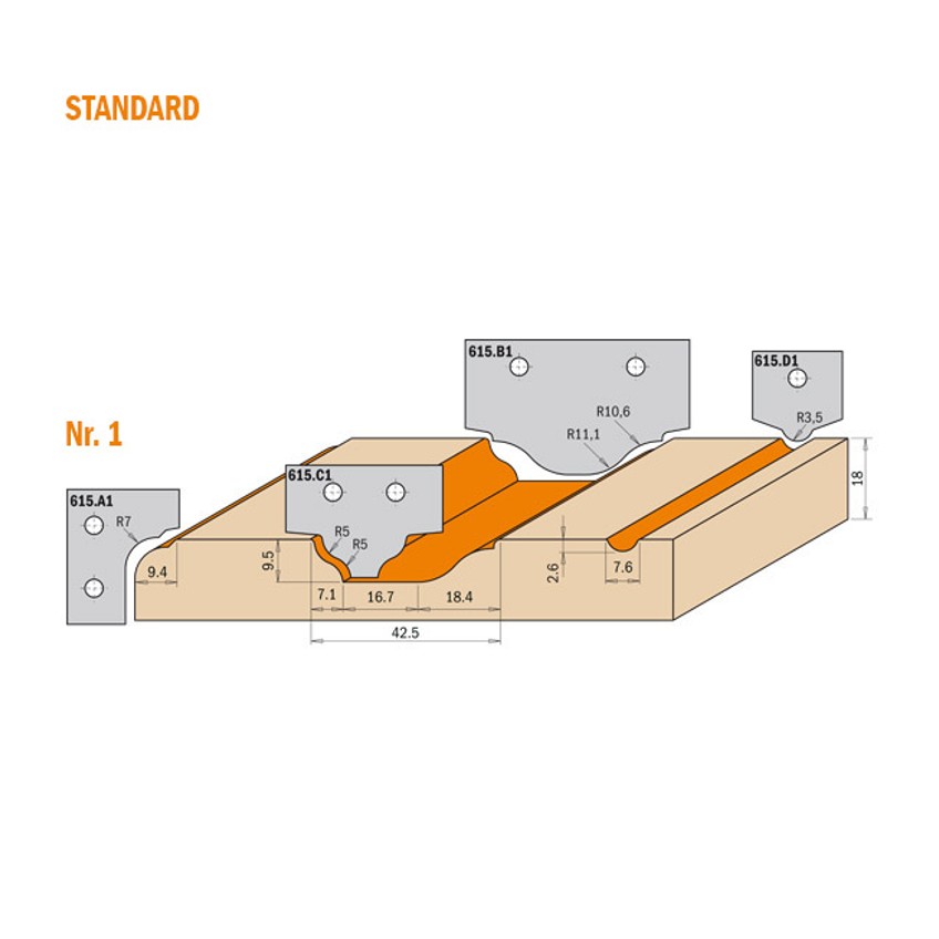 CMT Frezenset voor het maken van MDF kastdeuren, PVC koffer - 615.004. ...